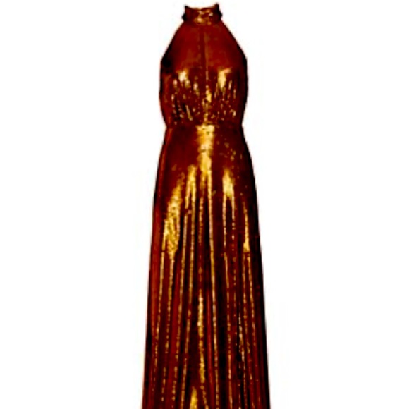 Halston Heritage | Dresses | Halston Bronze Halter Dress | Poshmark